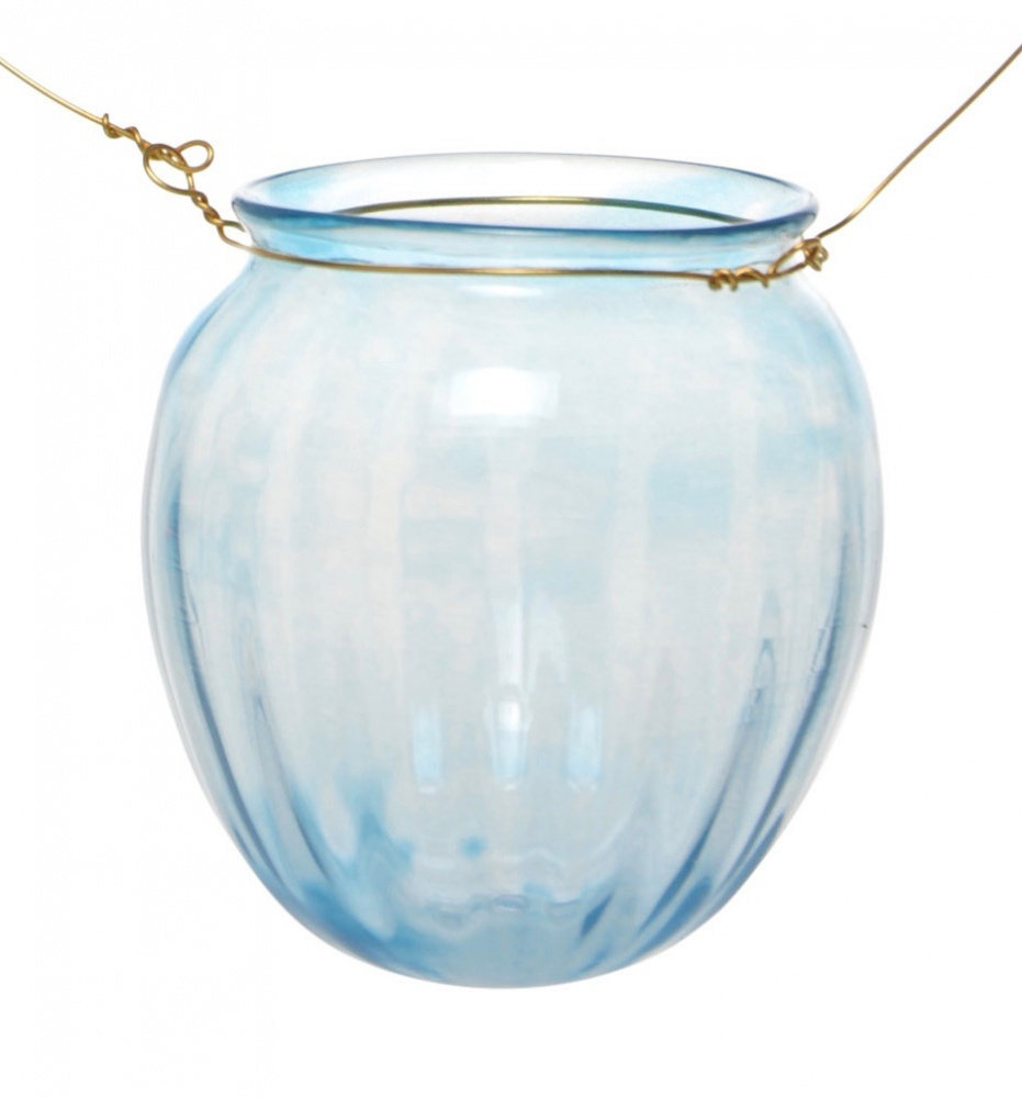 Kunstglass - Lykt Perlemor blå - Kunstglass Knapstad